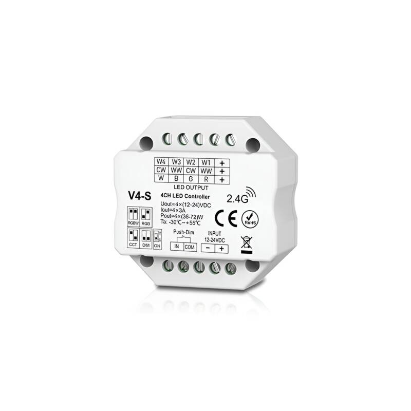 Controlador Regulador LED RF 12/48V DC para Fitas LED Monocor CCT/RGB ...