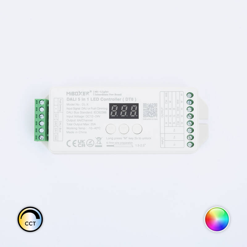 Controlador Regulador LED DL-X DALI 5 em 1 DT8 para Fita Monocor/CCT ...